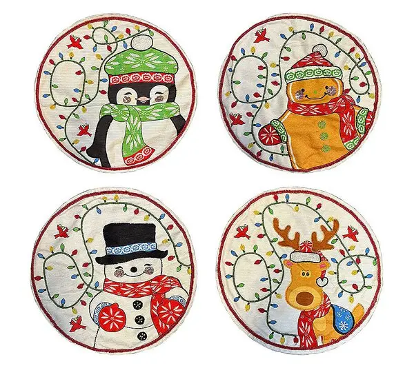 TEMP-TATIONS Holiday Set Of 14' Placemats W/ Beaded Embel