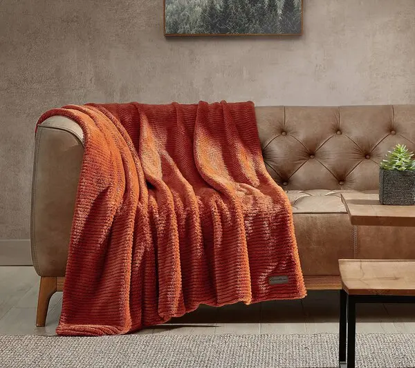 NOT KNOWN Eddie Bauer Ribbed Texture Stripe Fleece Throw Blanket