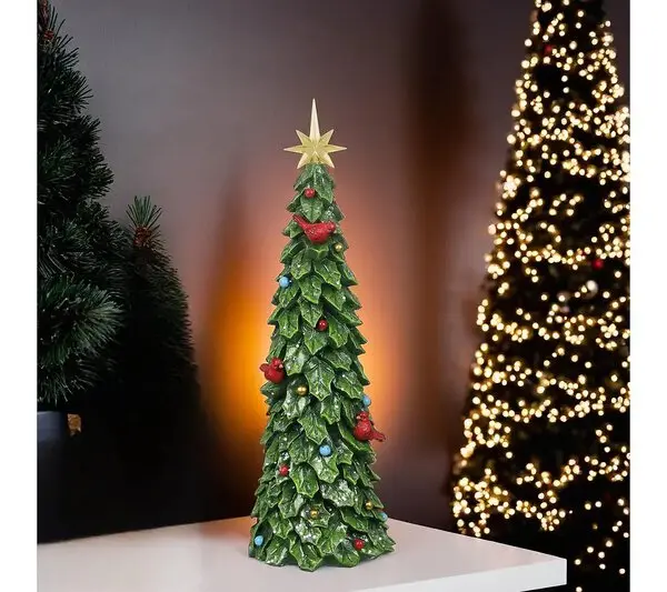 YOUNG'S INC. Young's Resin Christmas Tree With Led And Timer