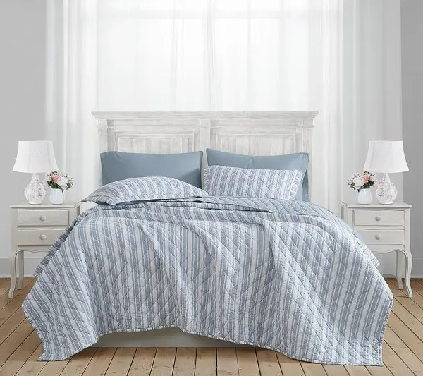 THE FARMHOUSE BY RACHEL ASHWELL Ticking Stripe Ing Quilt Set