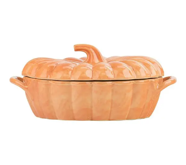 10 STRAWBERRY STREET Pumpkin Patch Oval Covered Casserole