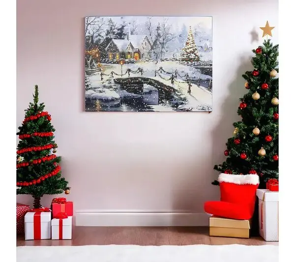 YOUNG'S INC. Young's Canvas Wall Art With Hand Painting Led With Timer