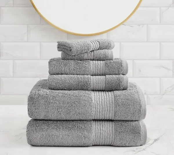 Badgley Mischka Cotton Tencel Oversized 6 Piece Towel Set