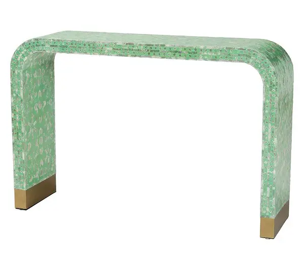 BAXTON STUDIO Didrika Green Mother Of Pearl Con Sole Table
