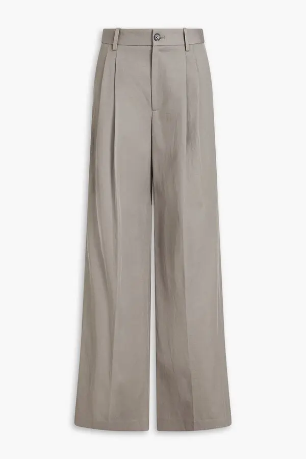 NILI LOTAN Flavie Cotton And Linen-blend Twill Wide-leg Pants