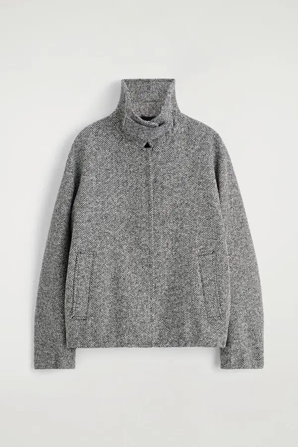 Cos Wool-tweed Funnel-neck Jacket