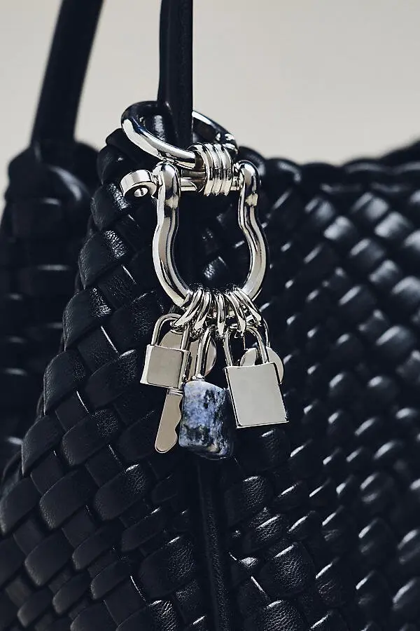 Anthropologie Metal Lock Cluster Bag Charm - Silver Lock