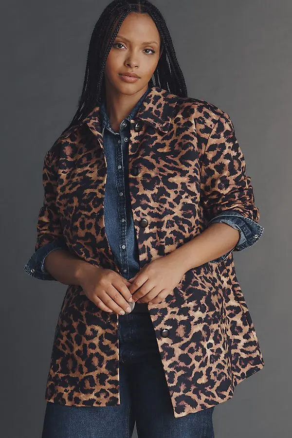 ELOQUII Printed Button-front Jacket