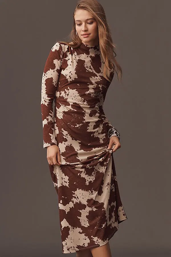 Rails Margaret Long-sleeve Mesh Midi Dress - Cow