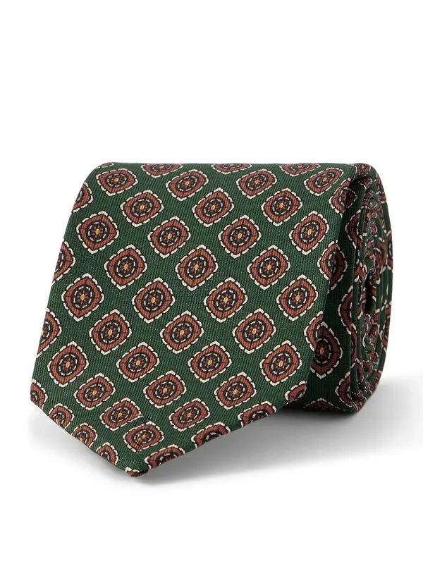 Rubinacci Silk-jacquard Neck Tie - Green