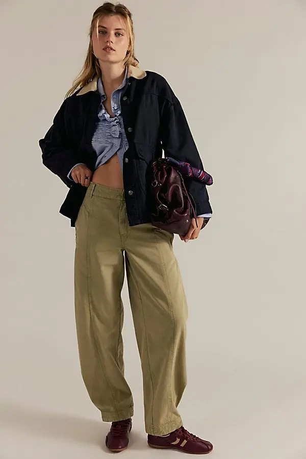 Free People We The Free Hit 'em High Barrel Pants - Aloe