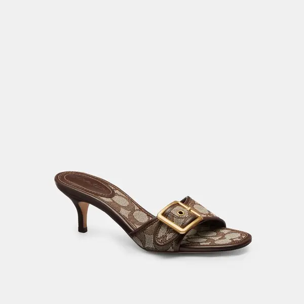 Coach Margot Sandal In Signature Jacquard - Oak/maple