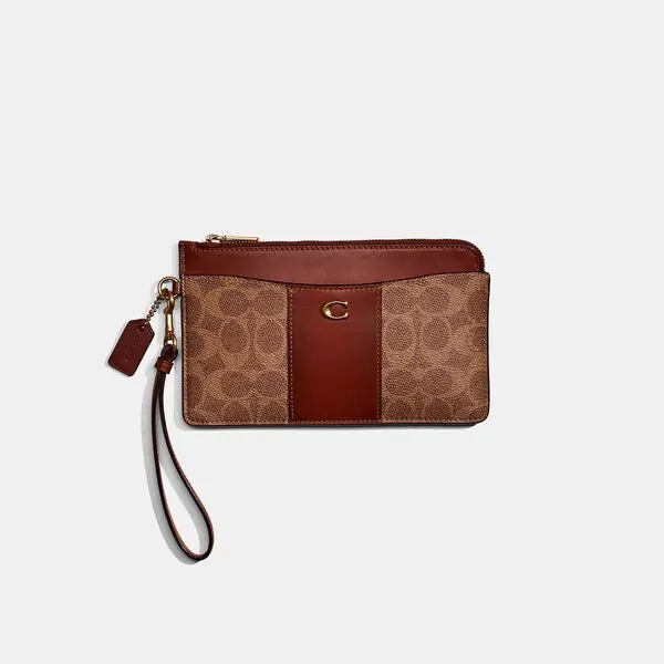 Coach Restored L Zip Wristlet In Signature Canvas