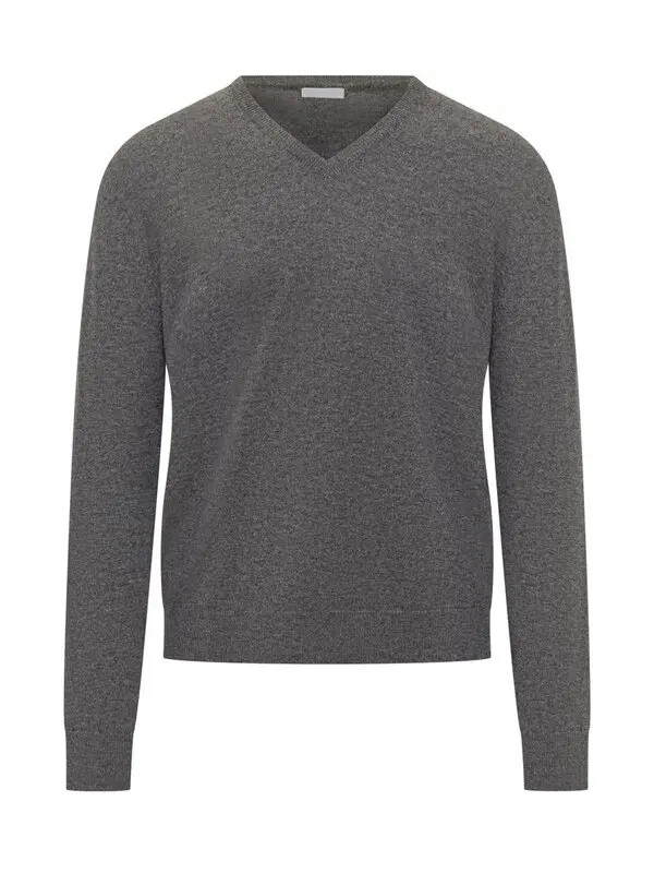 Malo Virgin Wool V-neck Sweater - Grey