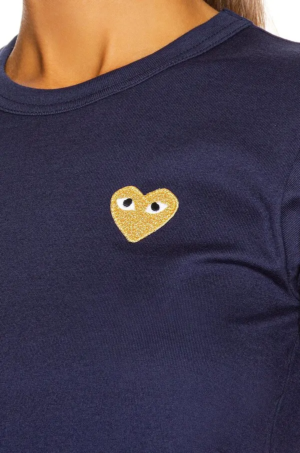 Play Comme Des Garcon Gold Heart Emblem Tee