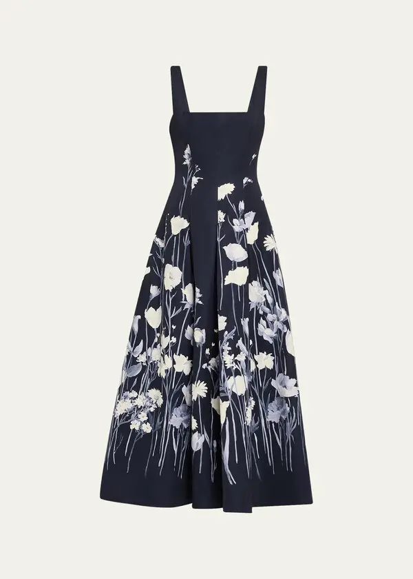 Lela Rose Floral Faille Fit-and-flare Gown