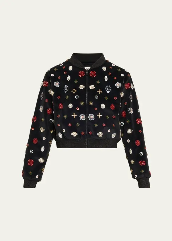 Alice + Olivia Jackie Embellished Bomber Jacket