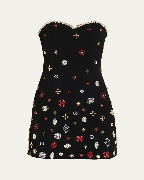 Alice + Olivia Iva Embellished Mini Dress - Black Multi