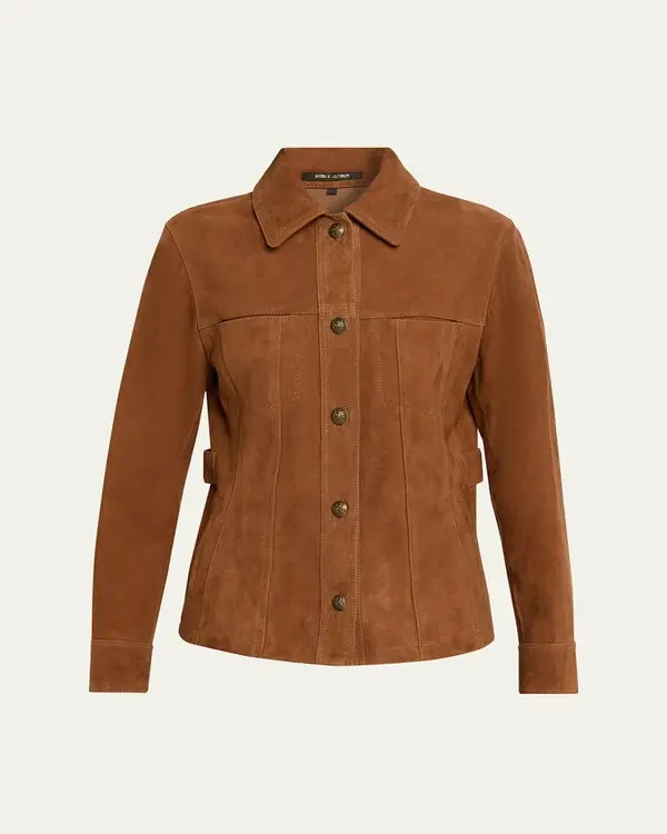 Kobi Halperin Darius Button-down Suede Blouse
