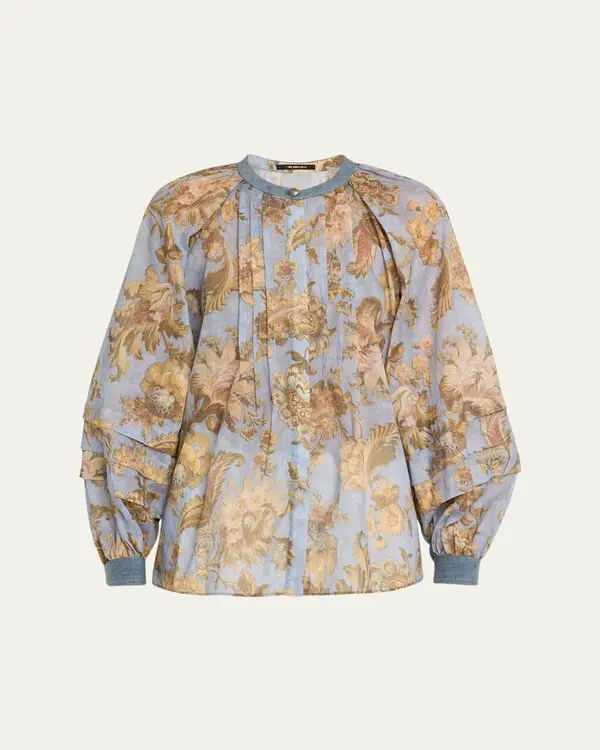 Kobi Halperin Floral-print Cotton Blouse - Sky Multi