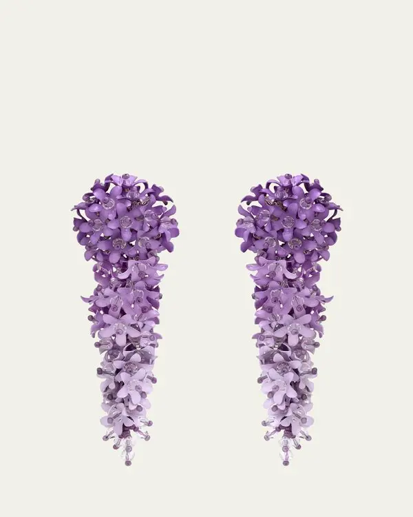 Oscar De La Renta Cascading Flower Clip-on Earrings - Lilac