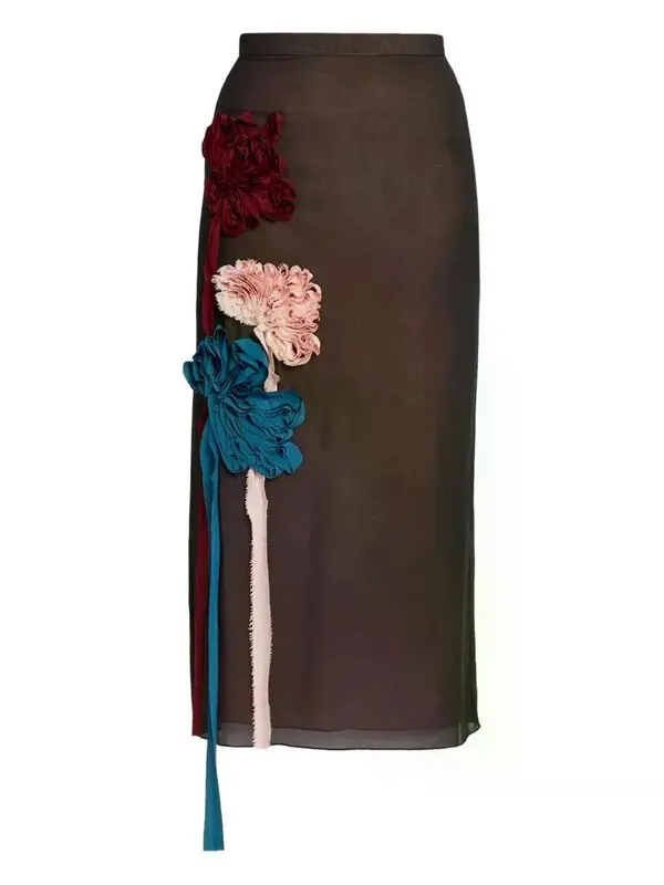 Erdem Floral-appliqué Midi Skirt