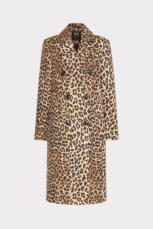 MILLY Leopard Print Double-breasted Coat