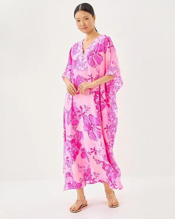 Lilly Pulitzer Levy V-neck Silk Maxi Caftan