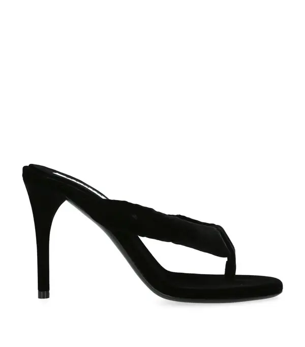 Alaïa Velvet Thong Sandals 90 - Black