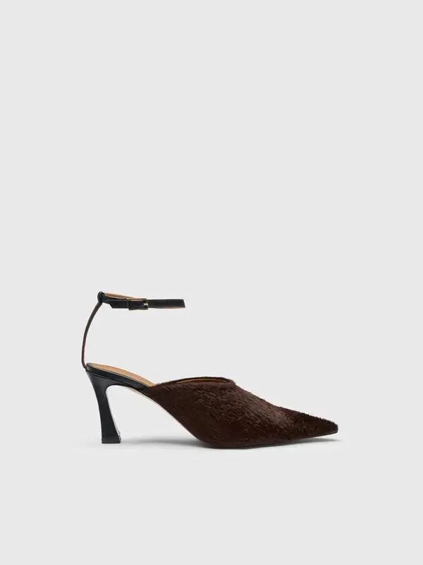 ATP ATELIER Bema Embossed Pony/nappa Ankle Strap Heels