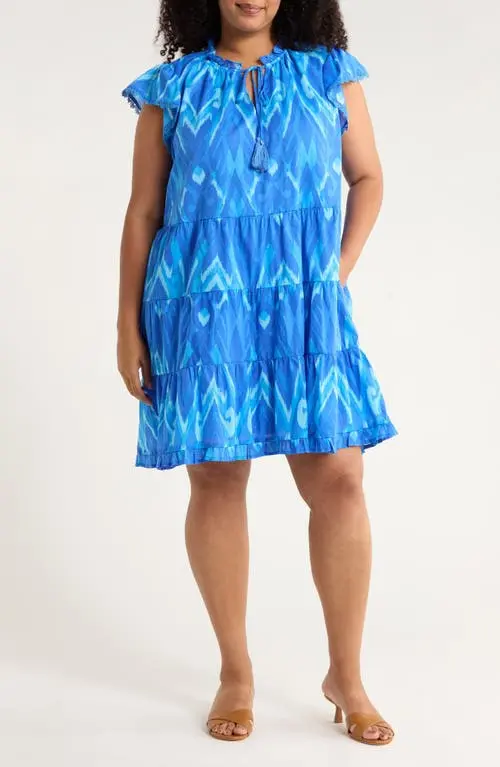 SUGARLIPS Carys Abstract Flutter Sleeve Cotton Shift Dress