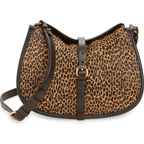 Etro Medium Pony Leopard Print Calf Hair Shoulder Bag