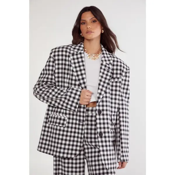 Nasty Gal Gingham Tailored Blazer