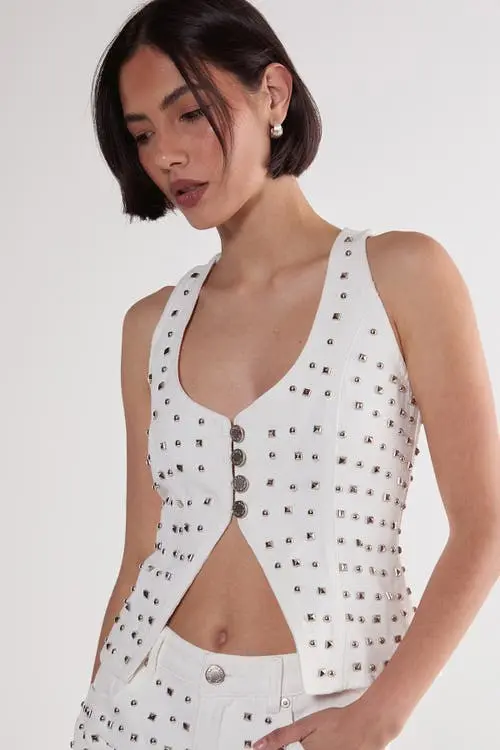 Nasty Gal Studded Denim Corset Top