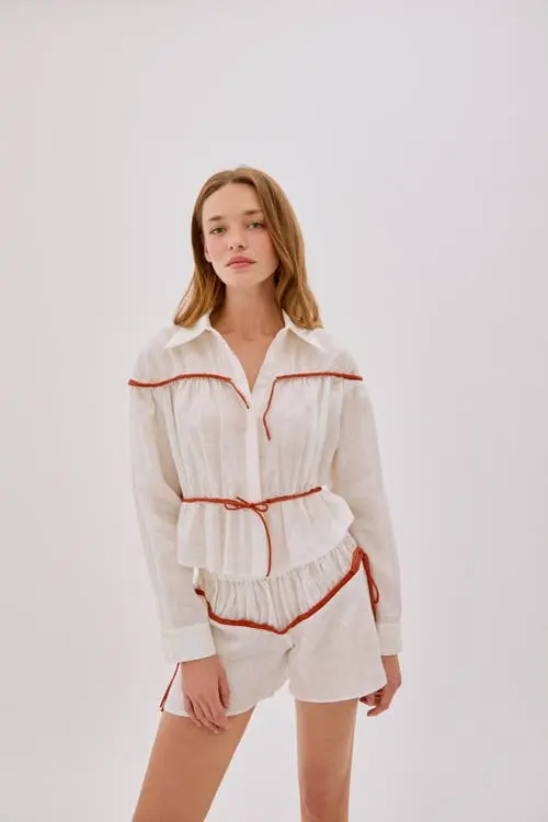 LABECA LONDON Colette Linen Tie Shorts