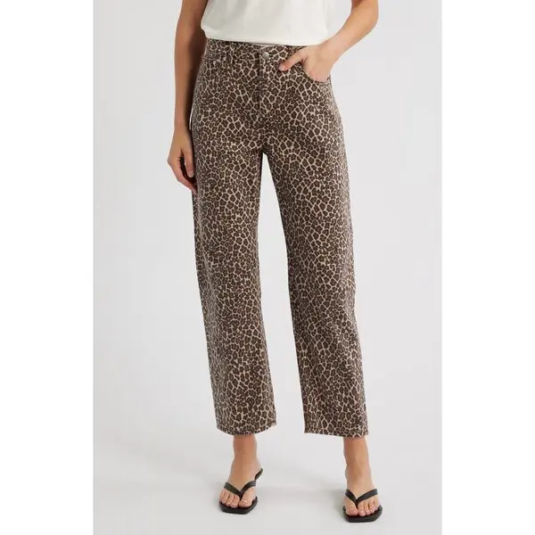 Madewell Tall Leopard Darted Barrel Leg Jeans