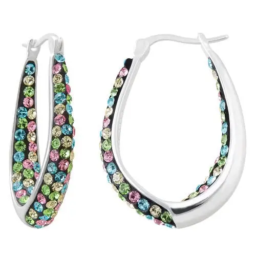 CRYSTALOGY Crystal Oval Hoop Earrings