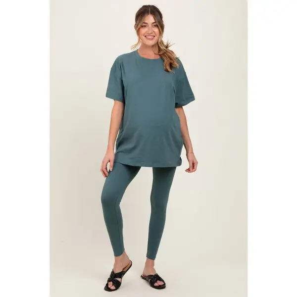 PINKBLUSH Oversized Crewneck Short Sleeve And Legging Set