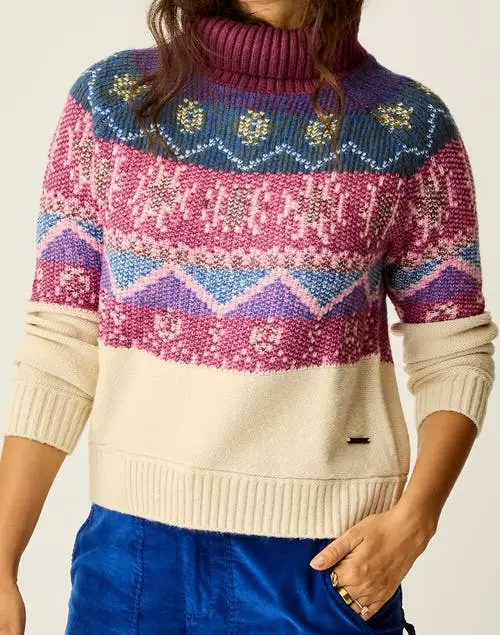 Carve Designs Neve Fairisle Turtleneck - Birch Fairisle