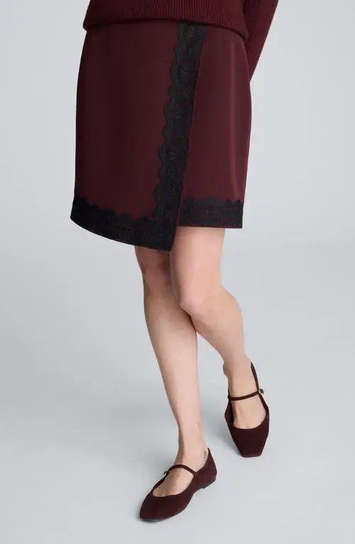KENNETH COLE Lace Trim Faux Wrap Skirt