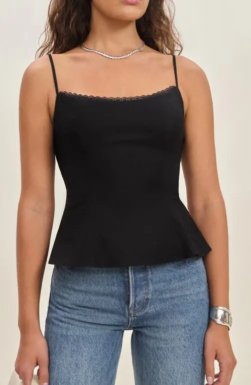 REFORMATION Genevieve Lace Trim Camisole - Black