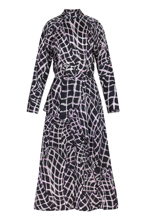 UNTITLED IN MOTION Replete High Neck Tie Silky Dress