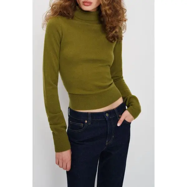REFORMATION Jett Cashmere Turtleneck Crop Sweater