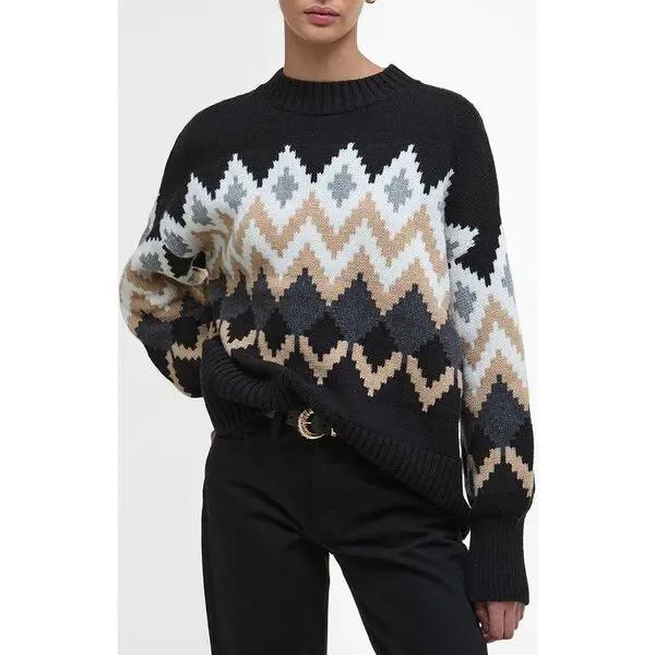Barbour Cecelia Fair Isle Cotton & Wool Blend Crewneck Sweater