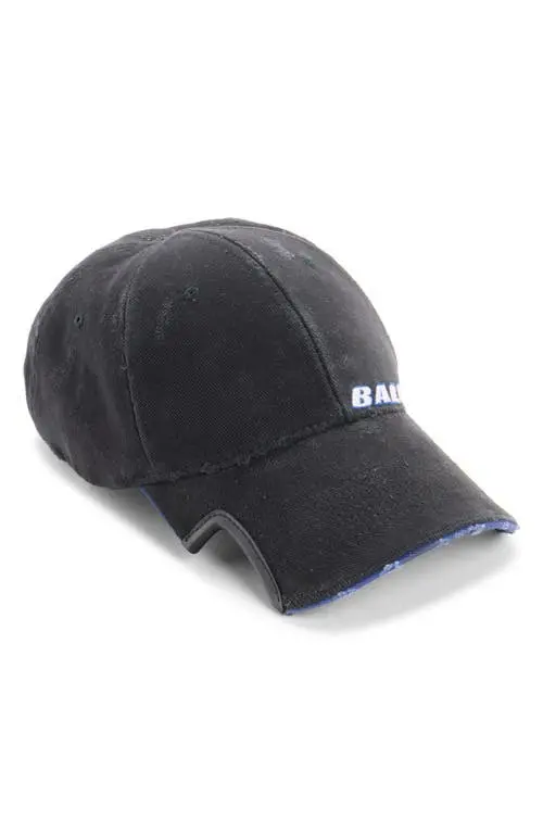 Balenciaga Distressed Cotton Twill Baseball Cap