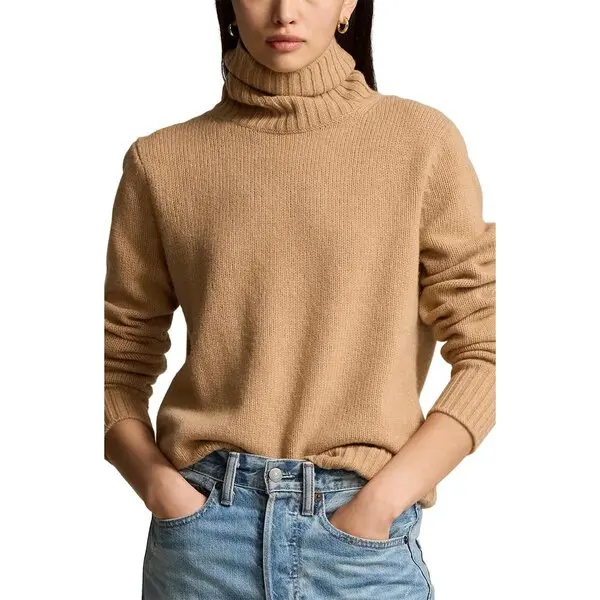 Ralph Lauren Wool Turtleneck Sweater - Collection Camel Melange