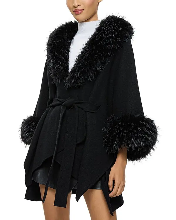 Alice + Olivia Joanne Wool Sweater Coat - Black