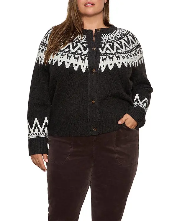 Sanctuary Fair Isle Crewneck Cardigan - Ink Multi