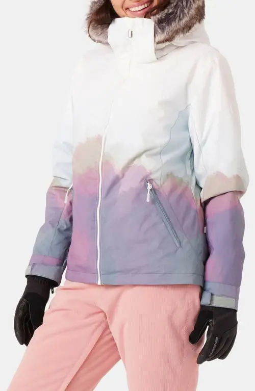 Roxy Jet Ski Technical Snow Jacket With Faux Fur Trim - Blueberry Multi