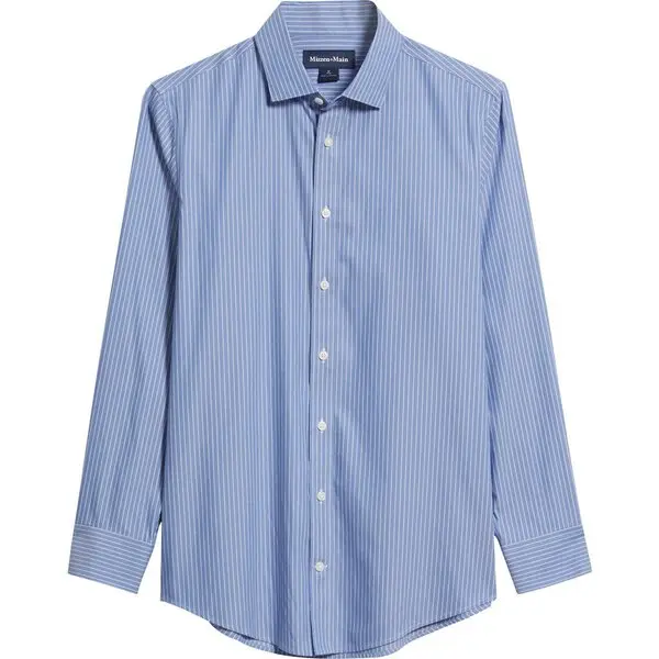 Mizzen+main Hilton Pinstripe Performance Cotton Blend Button-up Shirt